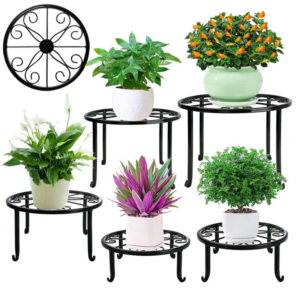 Metal Plant Stand Heavy Duty Round Iron Plant Stands for Indoor/Outdoor ...
