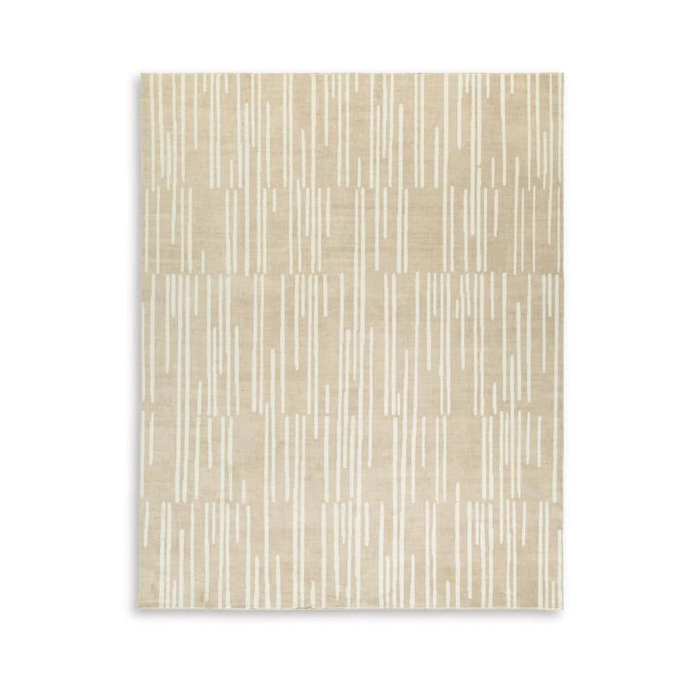 Benjara Stebin 5 x 7 Tan and Cream Geometric Area Rug BM318329 - The ...