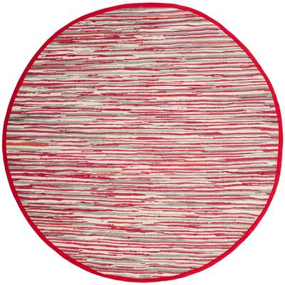 SAFAVIEH Rag Rug Red/Multi 2 ft. x 7 ft. Distress Striped Runner Rug ...