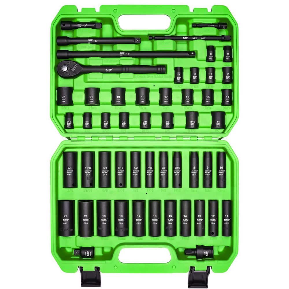 MYWISH 3/8 in. Drive Impact Socket Set 52-Piece SF-MYISS0003 - The Home ...