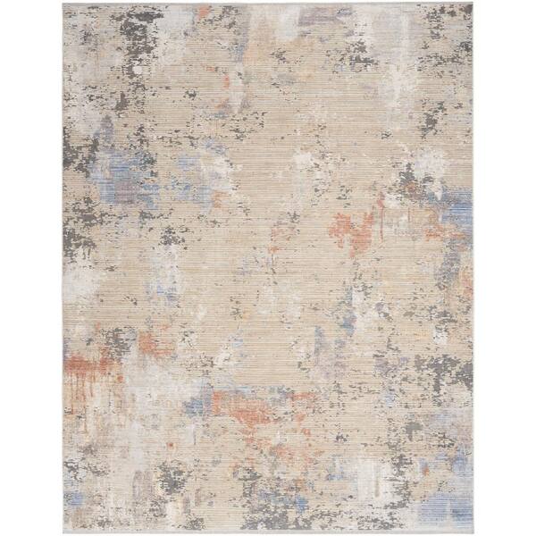 Nourison Modern Abstract Beige Grey 5 ft. x 8 ft. Abstract Contemporary ...