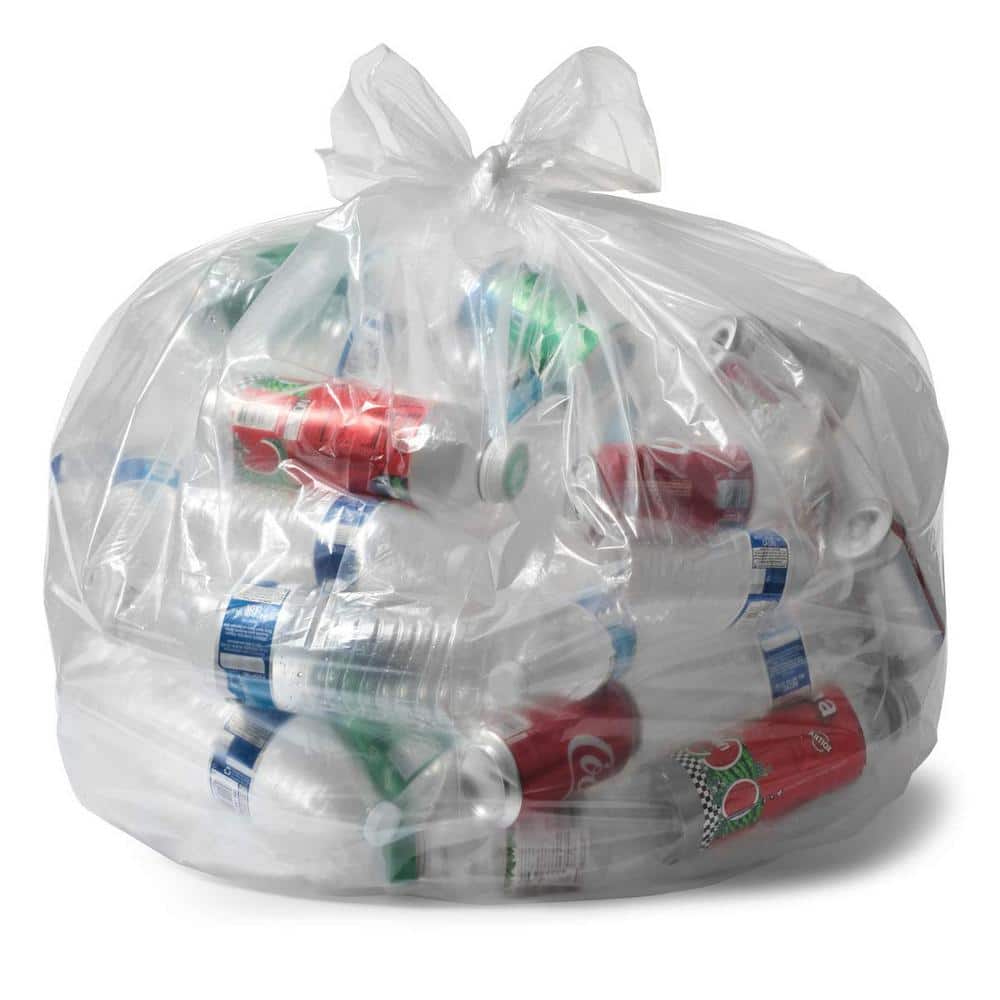 Aluf Plastics 61 in. x 68 in. 95 Gal. Clear 1.5 mil Trash Bags for ...