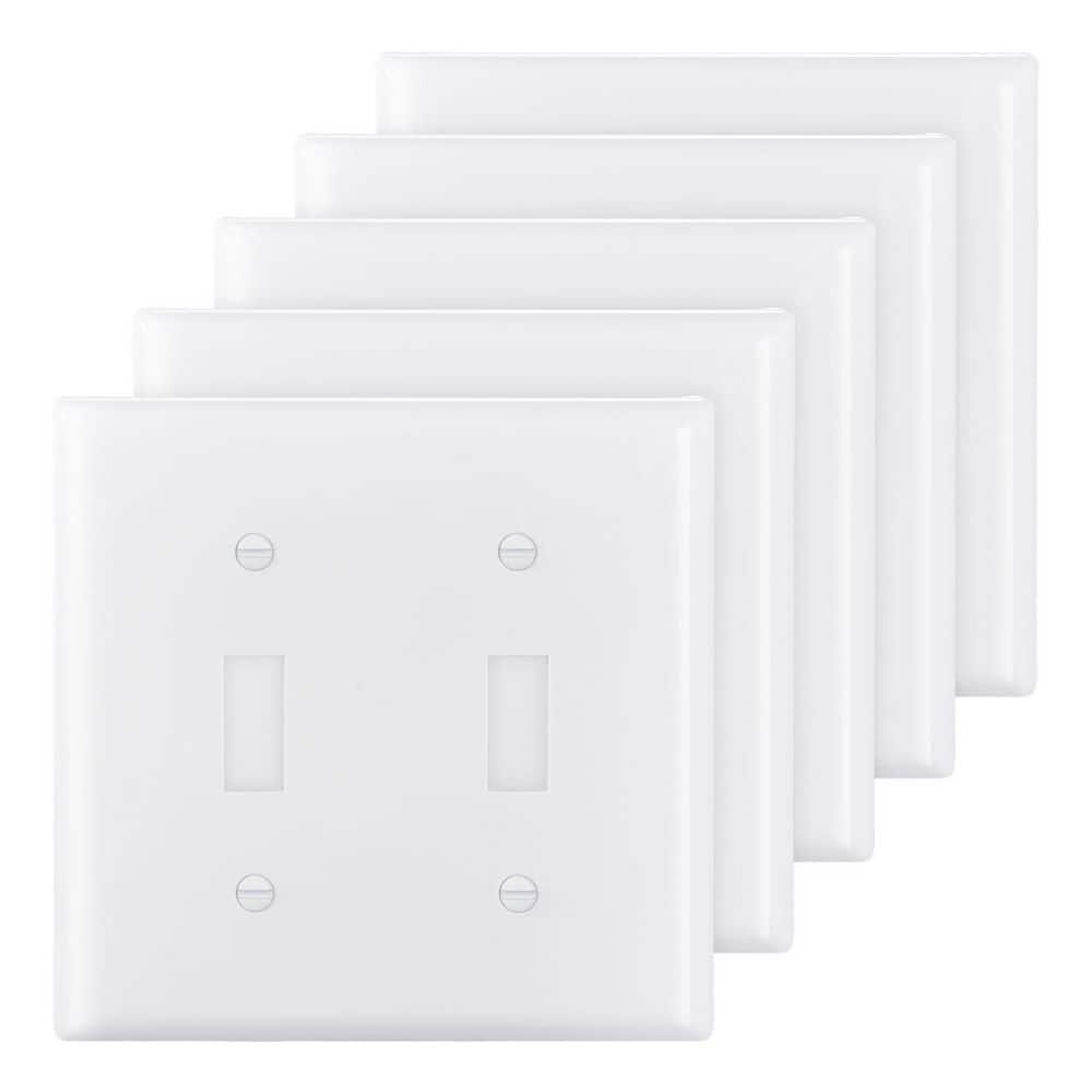 SKYSHALO 2-Gang White Toggle Plastic Light Switch Wall Plates Switch ...
