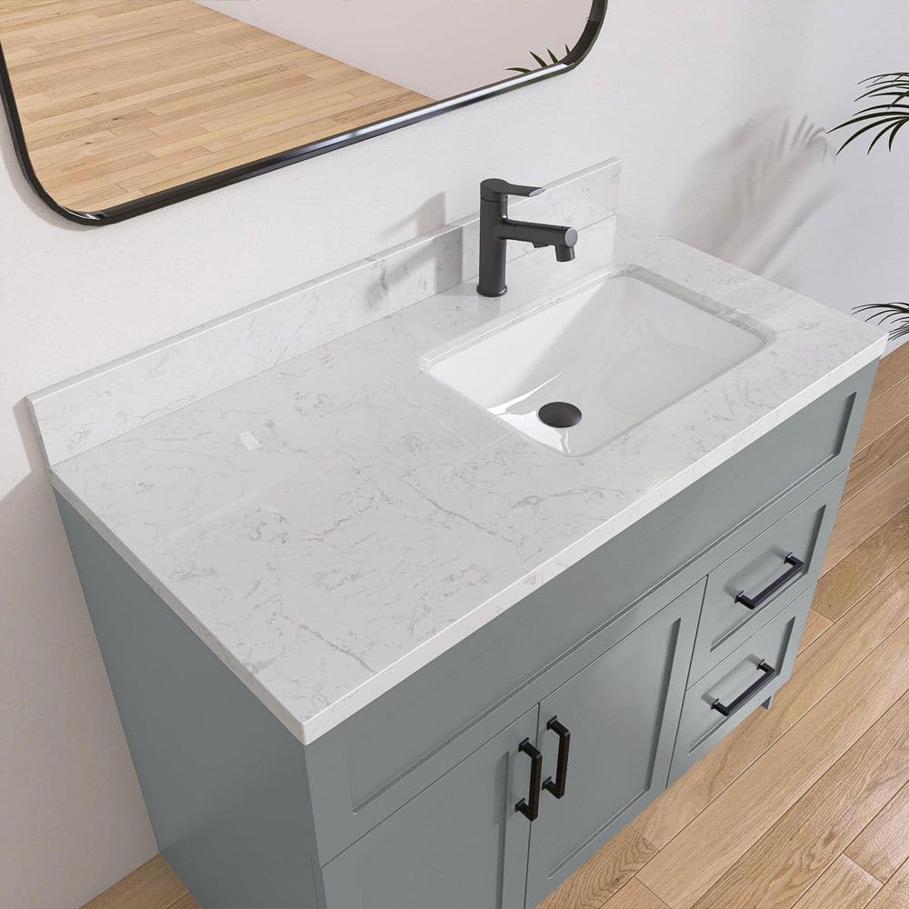 NTQ Etyi 42 in. W. x 22 in. D Engineered Stone Bath Vanity Top ...