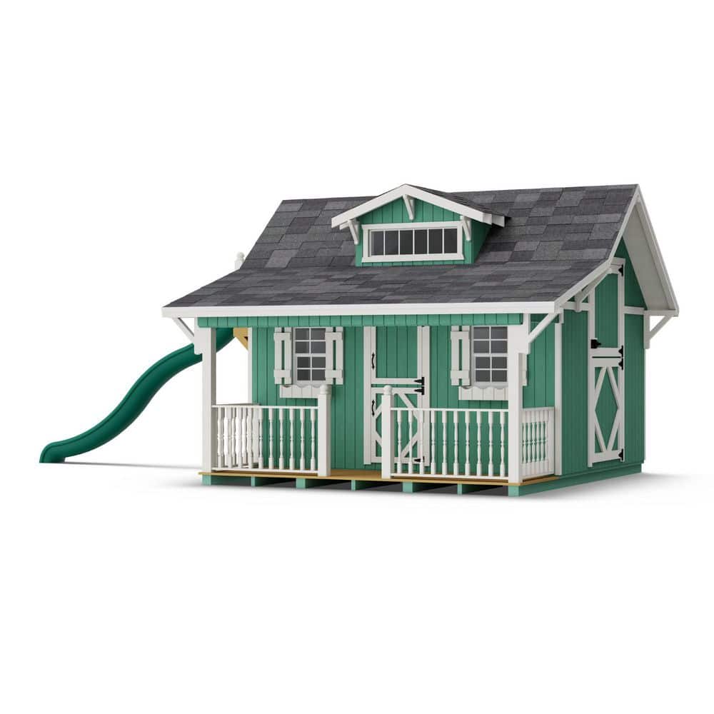 Little Cottage Co. 11 ft. x 10 ft. Craftsman Outdoor Wood Playhouse ...