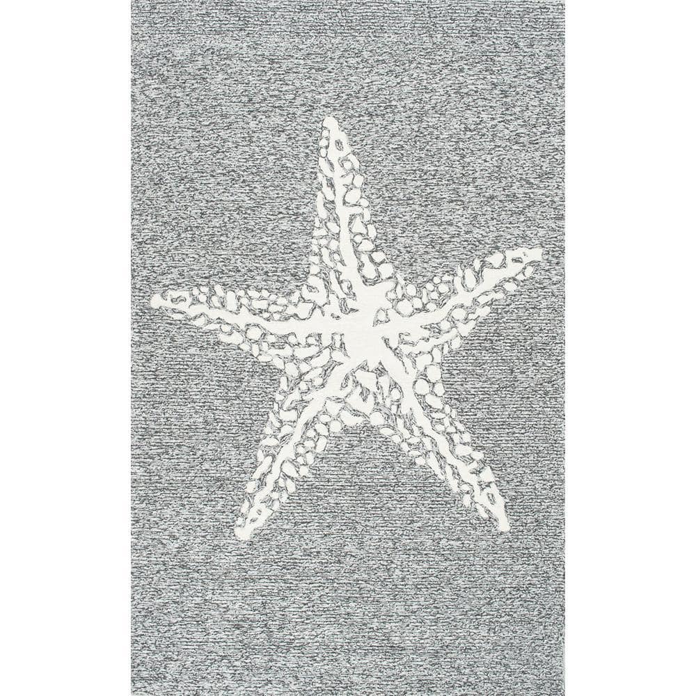 nuLOOM Airelibre Starfish Gray 6 ft. x 9 ft. Indoor/Outdoor Patio Area ...