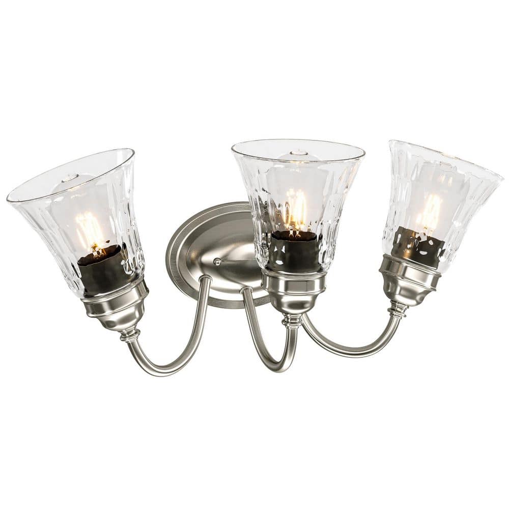 BYBLIGHT 19.43 in. 3-Light Brushed Nickel Bathroom Vanity Light with ...