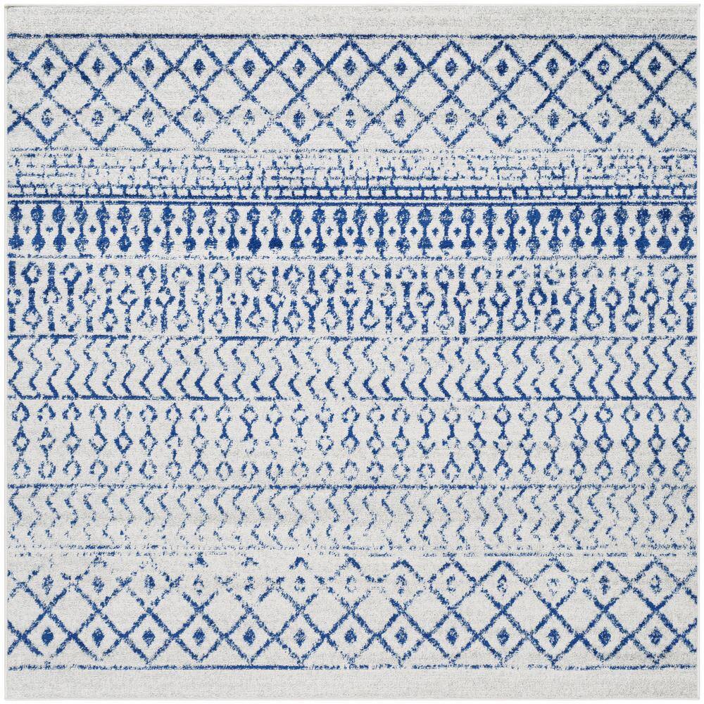 Livabliss Alois Cream/Royal Blue Geometric 5 ft. x 5 ft. Indoor Square ...