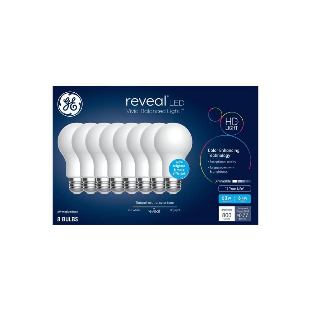 GE Reveal LED 60W Frosted A19 (8-Pack) 93132010 - The Home Depot