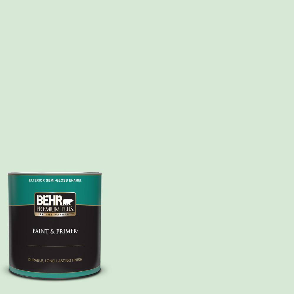 BEHR PREMIUM PLUS 1 qt. #M410-1 Jade Mist Semi-Gloss Enamel Exterior ...