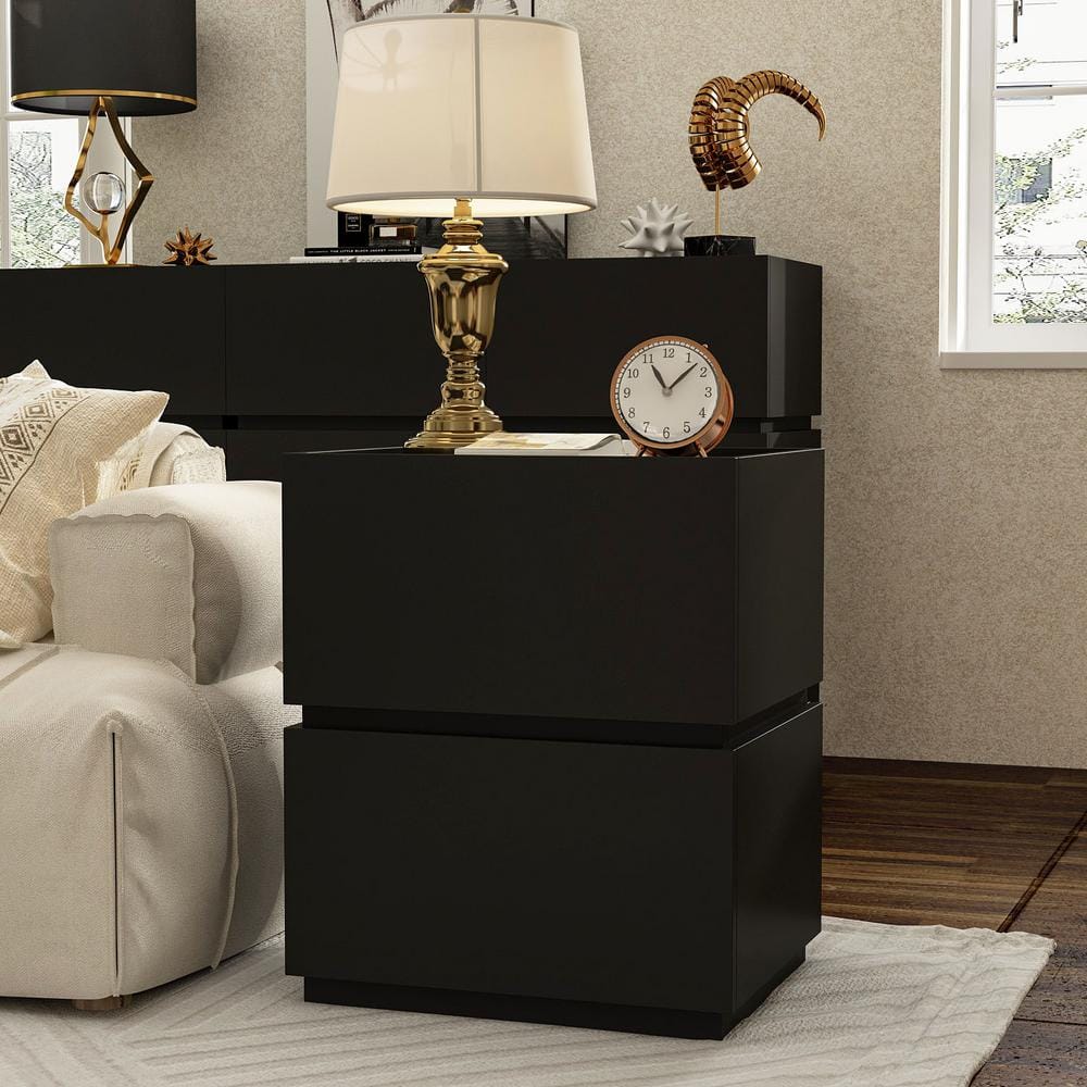 FUFU&GAGA 2 Drawers High Gloss DIY Modular Kit 19.7 in. W Chest of ...