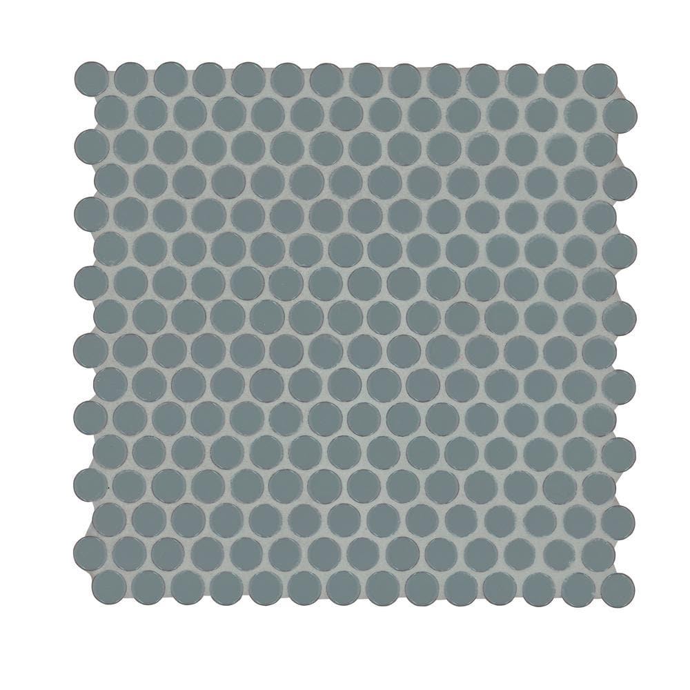 MSI Cielo Azul Penny Round 12 in. x 12 in. Glossy Porcelain Mesh ...