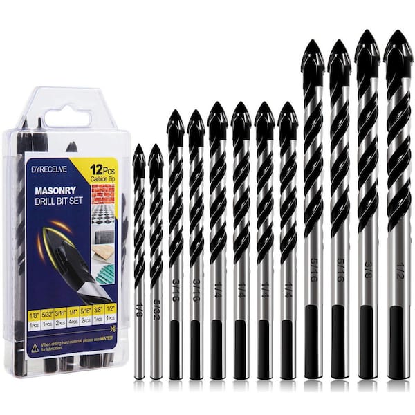 NVNOO 1/8 in. 1/2 in. Concrete and Masonry Professional Drill Bit Set ...