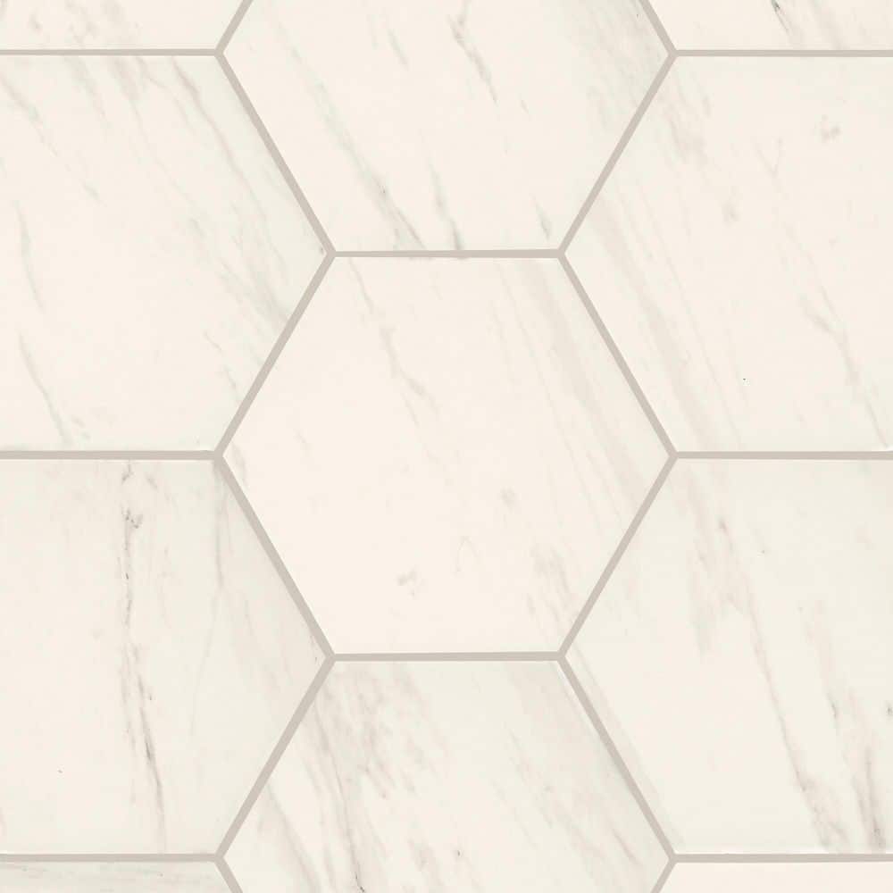 Daltile Lexstone Cloud Mist 8 in. x 9 in. Matte Porcelain Hexagon Floor ...