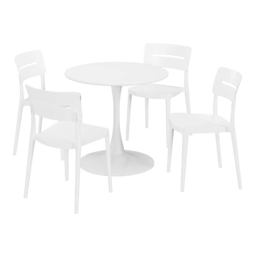 WESTIN OUTDOOR Frond and Form Outdoor Patio Modern 5-Piece Round HDPE ...