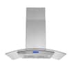 36 inch Stainless Steel Island Mount Range Hood 900CFM Tempered Glass ...
