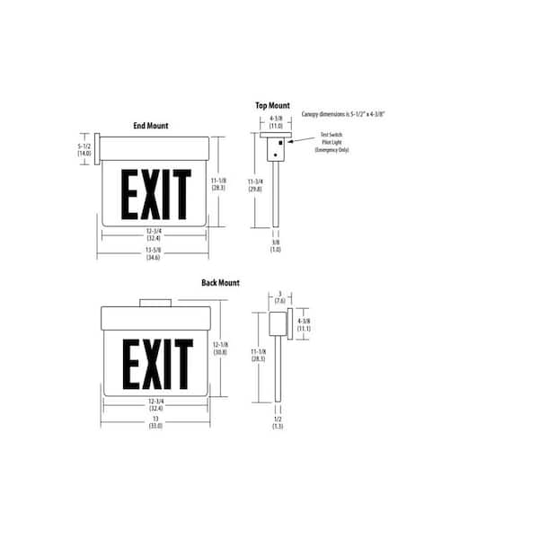 Lithonia Lighting EDG Aluminum LED Green Emergency Exit Sign EDG 1 G EL ...