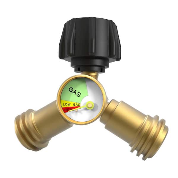 Universal Parts Propane Tank Y Splitter with Gauge 711-0014 - The Home ...