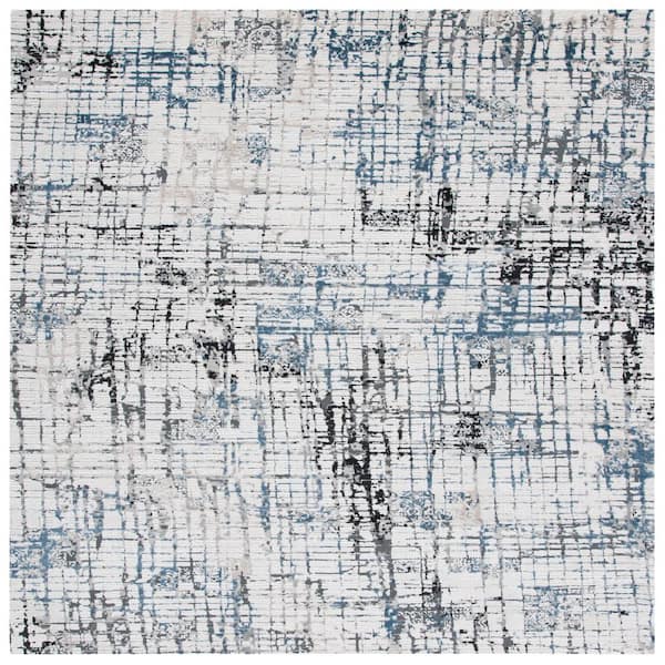SAFAVIEH Invista 7 ft. x 7 ft. Ivory/Gray Distressed Modern Square Area ...