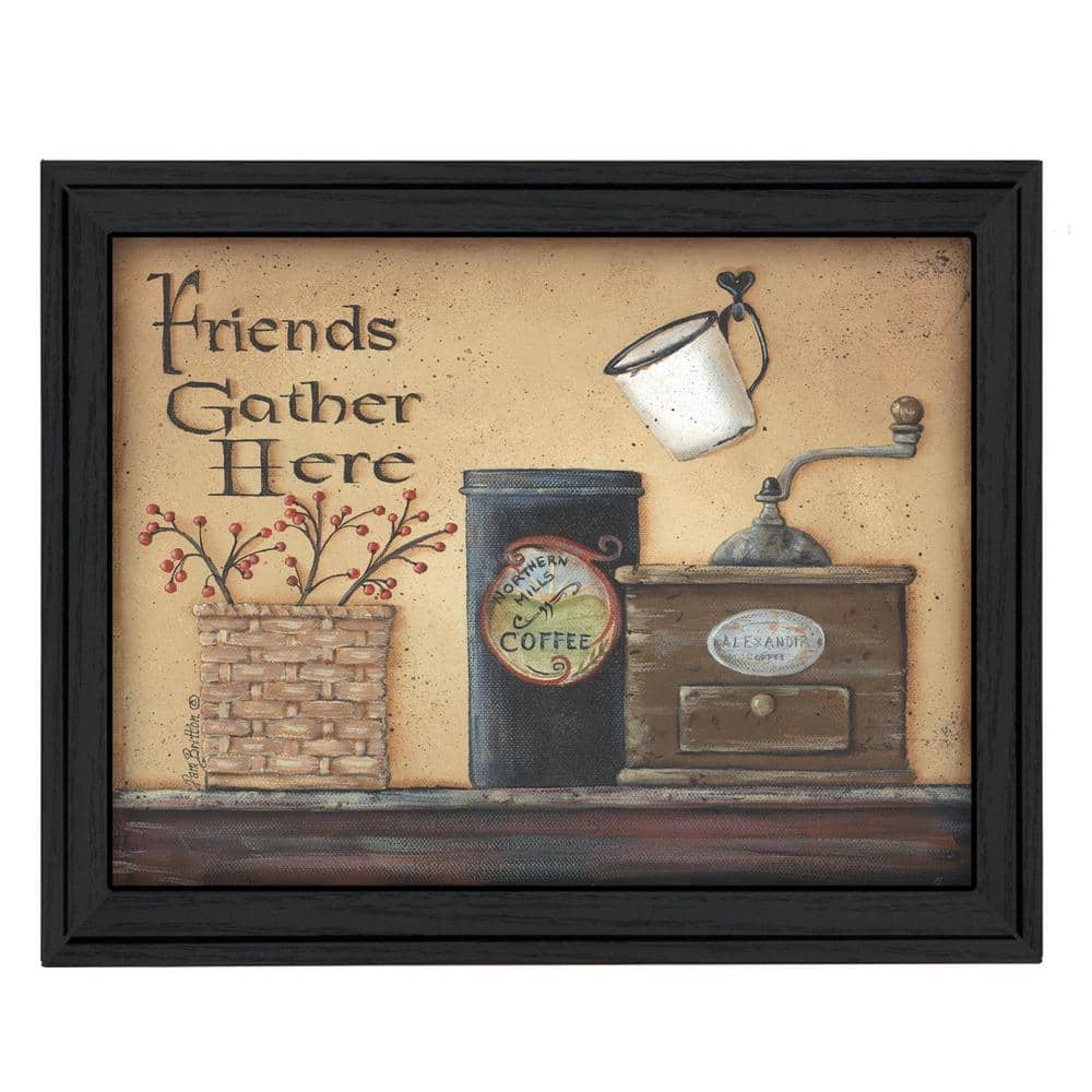HomeRoots Charlie Friends Gather Here 1-Piece Framed Wall Art 15 in. x ...