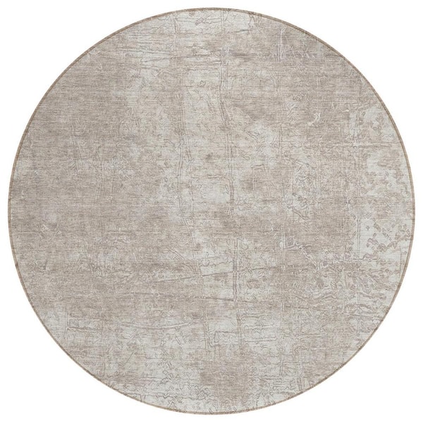 HomeRoots Ivory 8 ft. Round Woven Abstract Round Indoor/Outdoor Area ...