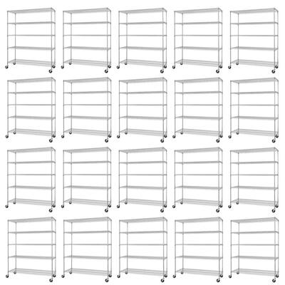 TRINITY 10-Pack Chrome 5-Tier Rolling Heavy Duty Steel Wire Shelving ...