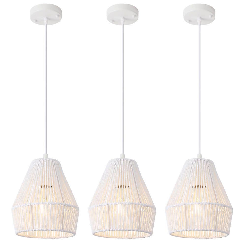 ZJVAIVE 3-Light White Metal Hanging Pendant Light Chandelier with Paper ...