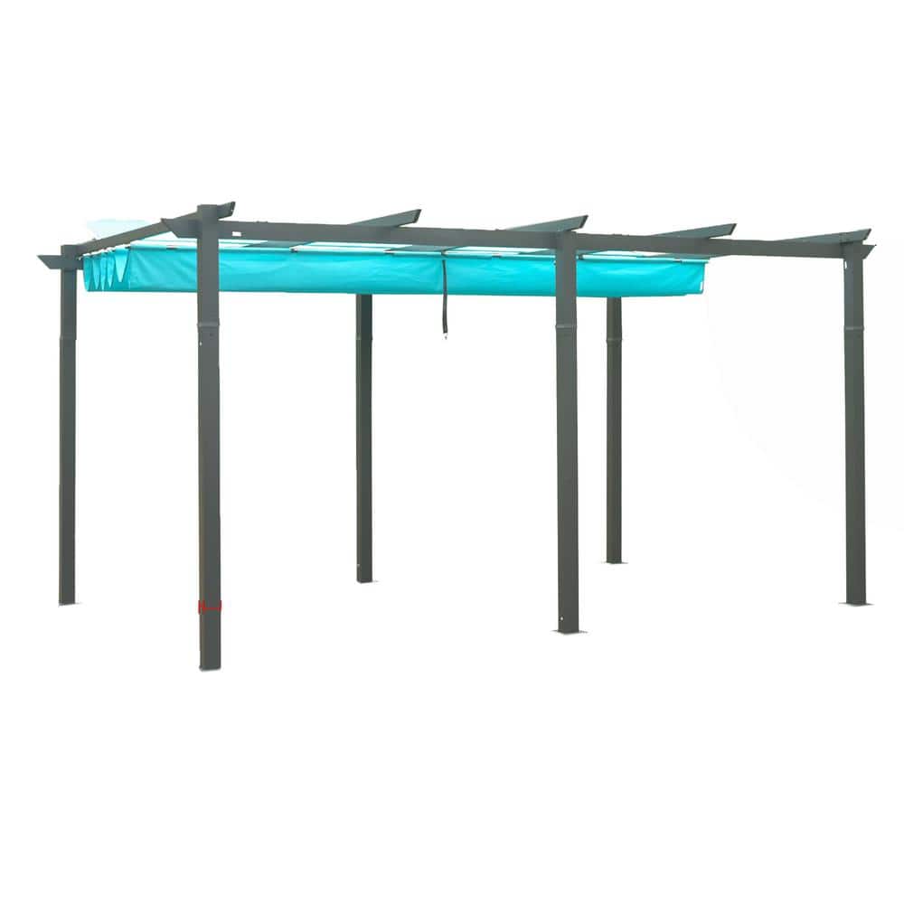 JimsMaison Outdoor Lake Blue Aluminum Outdoor Pergolas with Adjustable ...