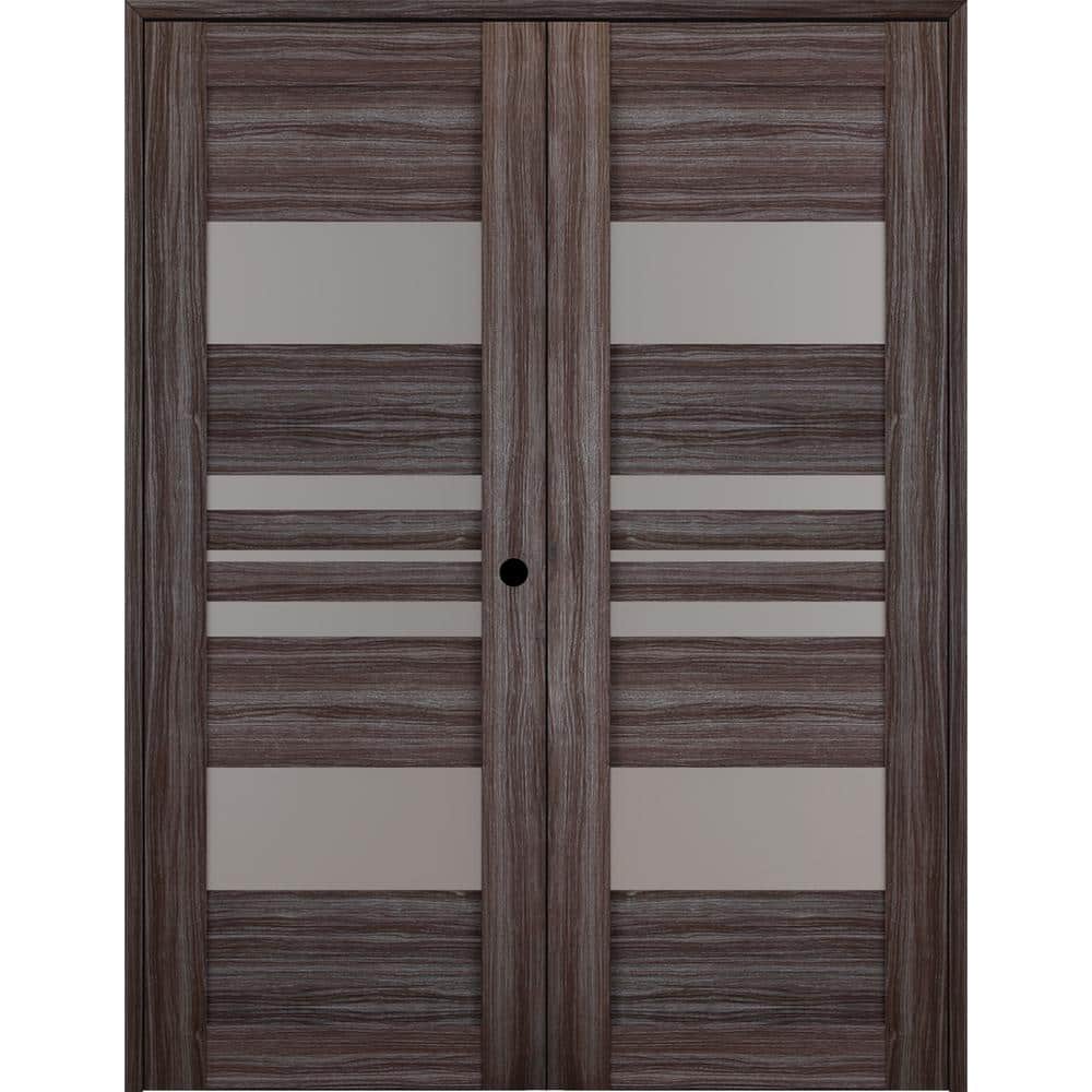 Belldinni Romi 60"x 96" Left Hand Active 5-Lite Gray Oak Wood Composite ...
