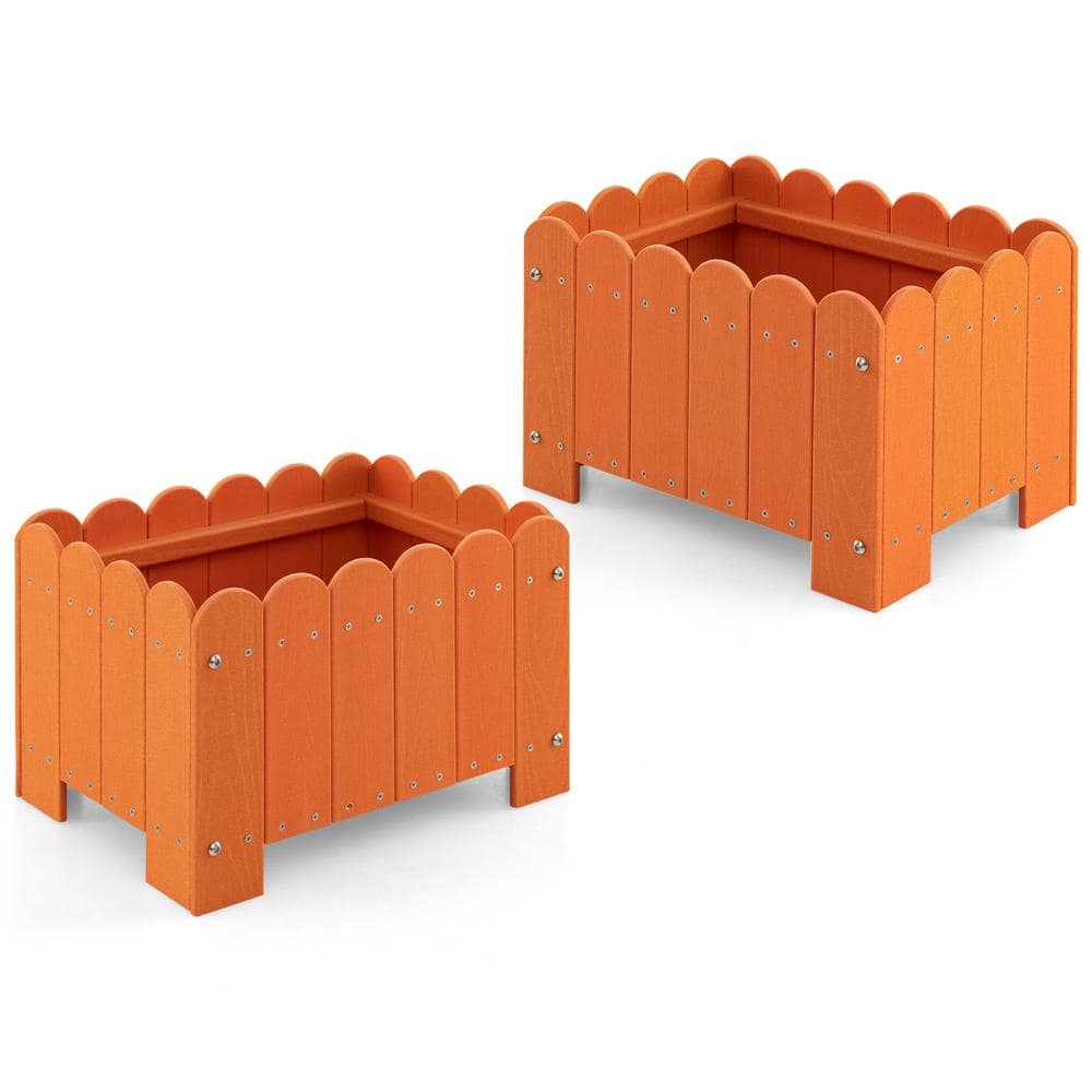 FORCLOVER 2-Pack Plastic Rectangular Planter Box with Drainage Gaps for Front Porch Garden ...