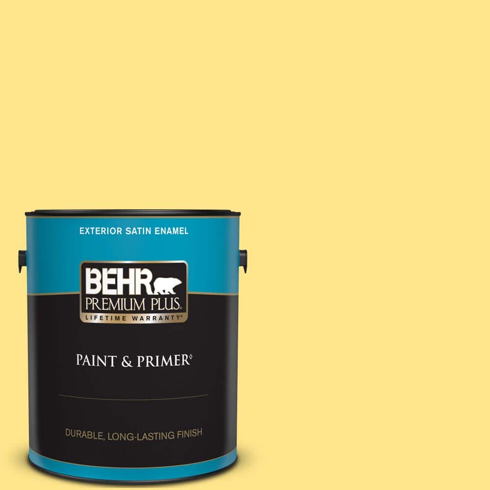 BEHR PREMIUM PLUS 1 gal. #370A-3 Bicycle Yellow Satin Enamel Exterior ...