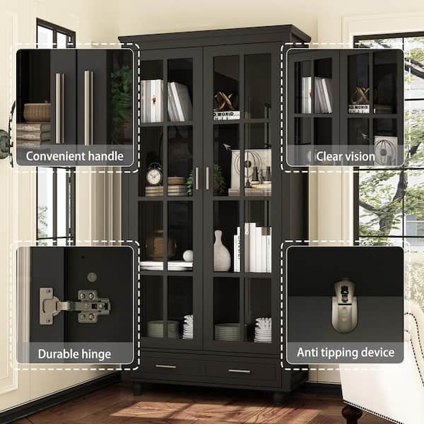 FUFU&GAGA Black Wooden 70.9 in. H 4-Shelf Standard Bookcase FUFU&GAGA Black Wooden 70.9 in. H 4-Shelf Standard Bookcase
