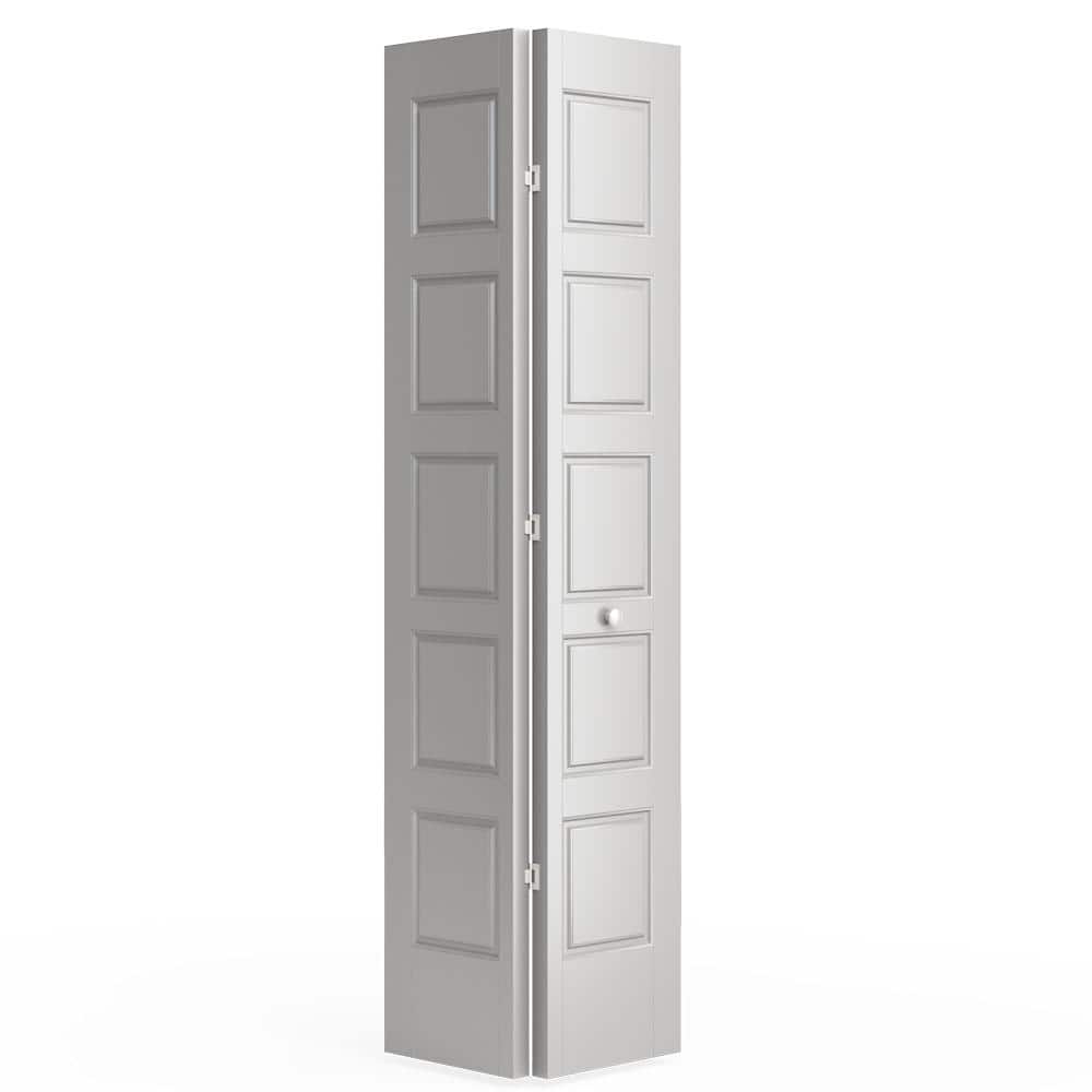 Masonite 30 in. x 80 in. 5-Panel Riverside Hollow Core Primed Molded Bi ...