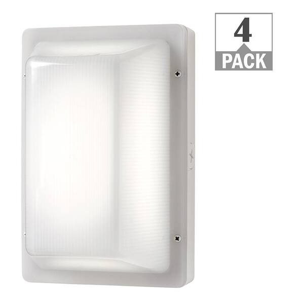 Hampton Bay 9 in. Block Style Indoor Outdoor LED Flush Mount Light 600 ...