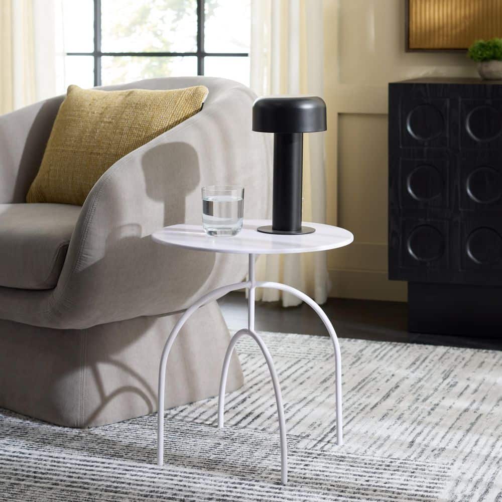 SAFAVIEH Ronin 16 in. White Round Metal End Table ACC3244B - The Home Depot