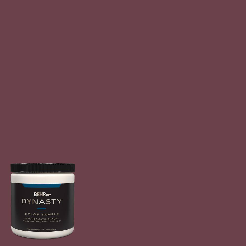 BEHR DYNASTY 8 oz. #110D-7 Vin Rouge Satin Enamel Stain-Blocking ...