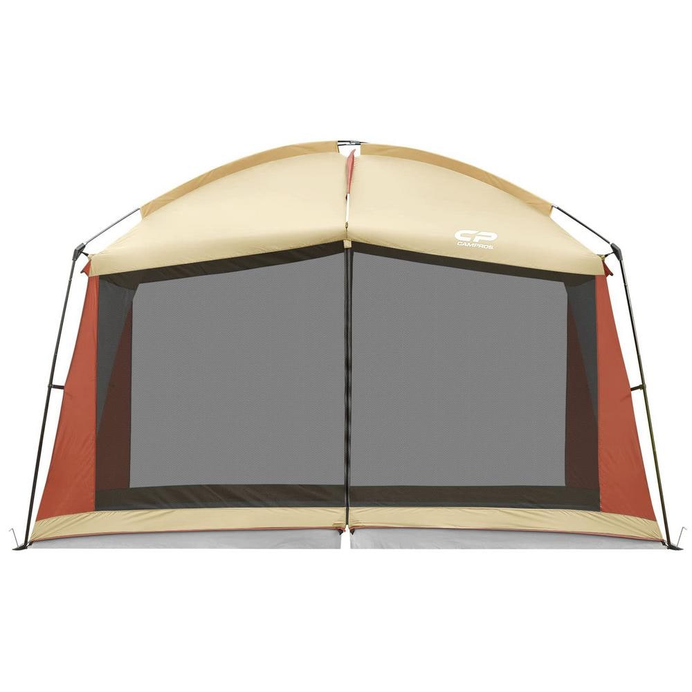 Zeus & Ruta Outdoor 12 ft. x 10 ft. x 90 in. 3-Person Khaki Fabric ...