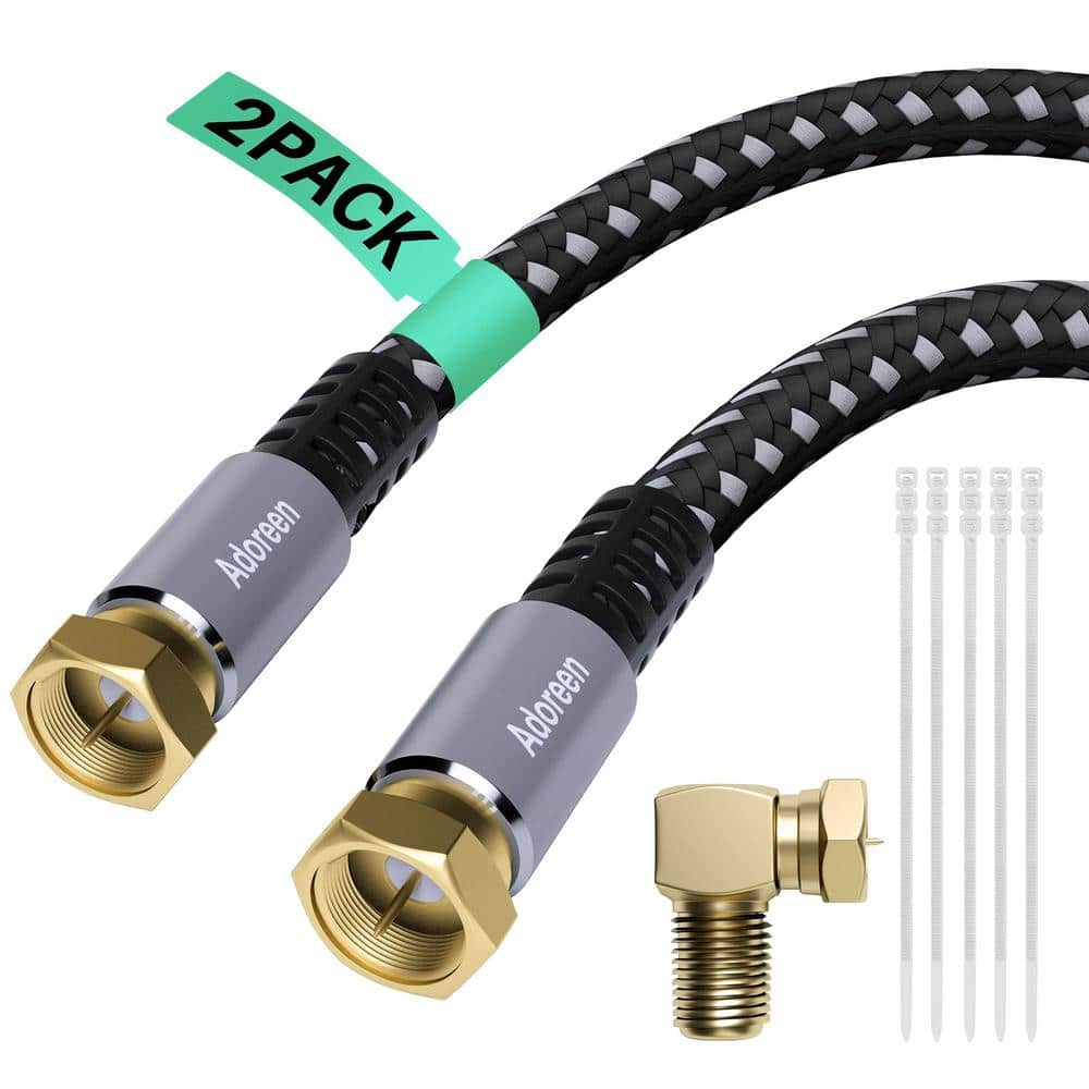 Etokfoks 3 ft. RG6 Shielded Gold Plated Coaxial Cable Wire - Black ...