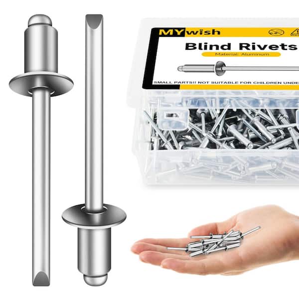 MYWISH 3/16 in. x 1/4 in. Aluminum Blind Pop Rivets (300-Pack) with ...