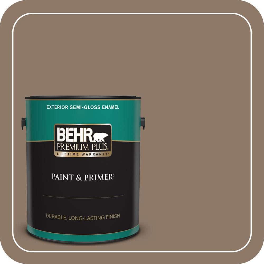 BEHR PREMIUM PLUS 1 gal. #PPU5-05 Coconut Shell Semi-Gloss Enamel ...