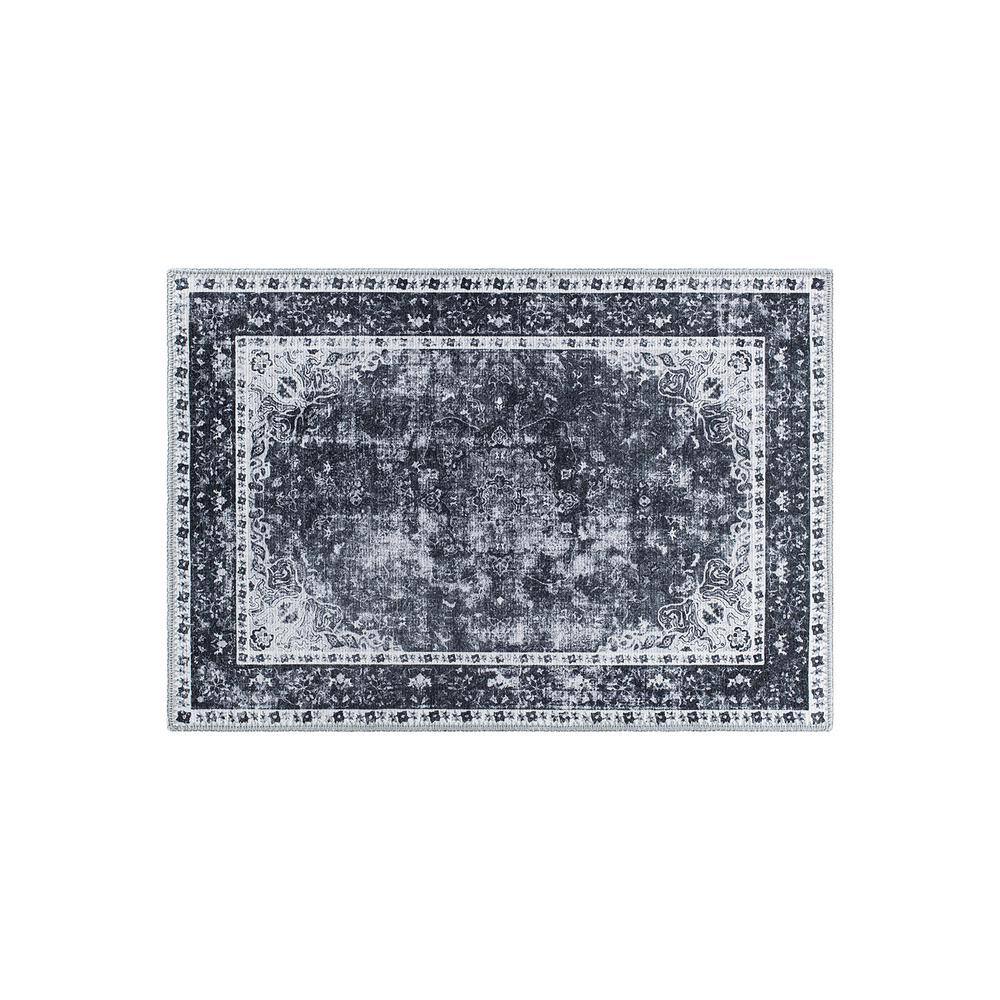 World Rug Gallery Black 2 ft. 1 in. x 3 ft. Traditional Distressed ...