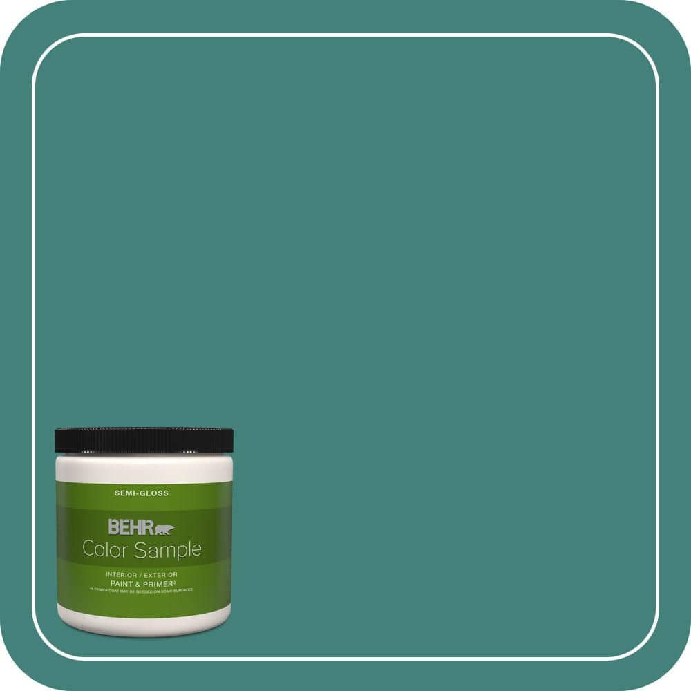 BEHR PREMIUM PLUS 8 oz. #M450-6 Bubble Turquoise Semi-Gloss Interior ...