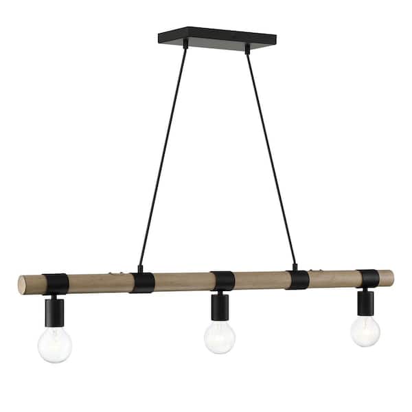 Nathan James Henry Linear Farmhouse Chandelier, Pendant 3-Light Rustic ...