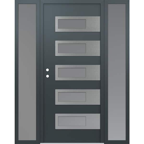 Tessari Doors D3 68 in. x 80 in. Silver P Right-Hand/Inswing Frosted ...