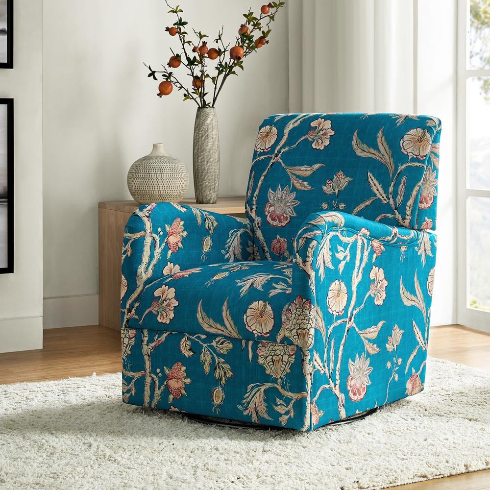 JAYDEN CREATION Patsy Transitional Accent Chair With 360° Swivel-TEAL ...