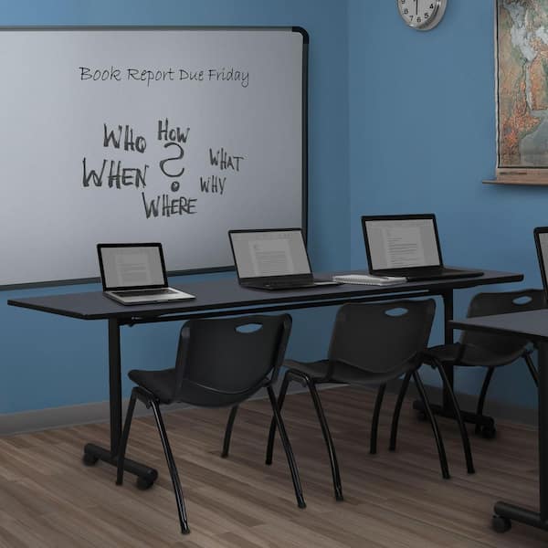 Regency Kobe 84 in. x 24 in. Grey Flip-Top Training Nesting Table Desk ...