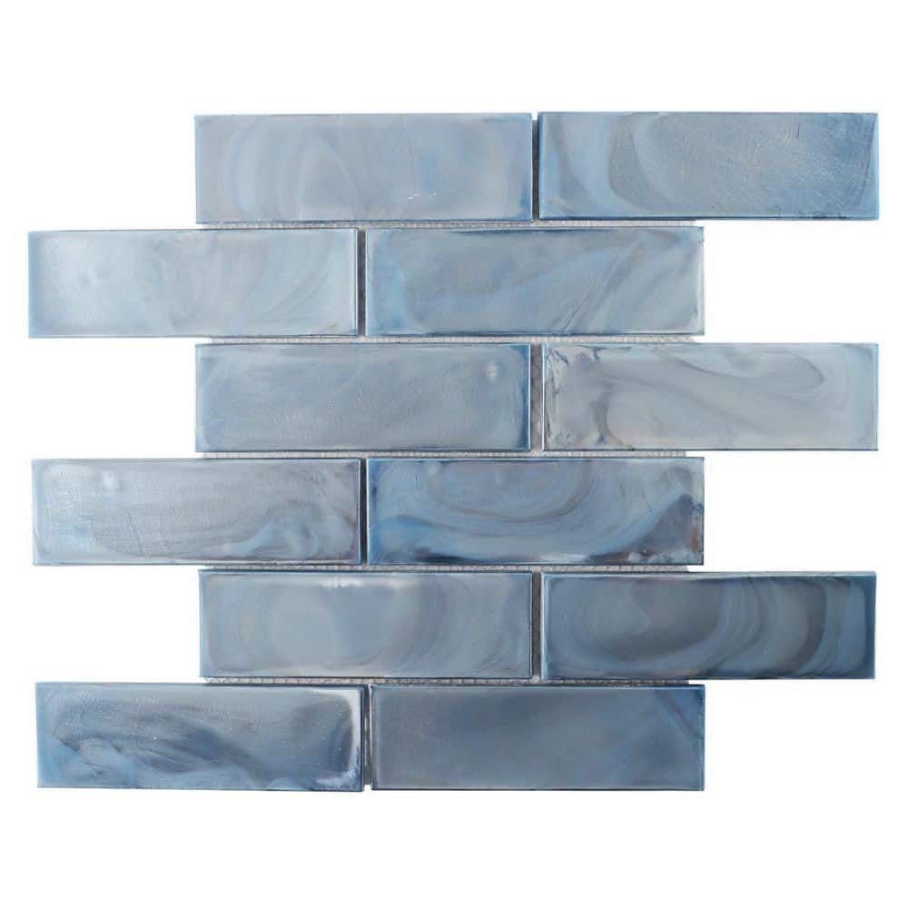 Ivy Hill Tile Glamor Iridescent Sky Blue 4 in. x 0.24 in. Polished ...