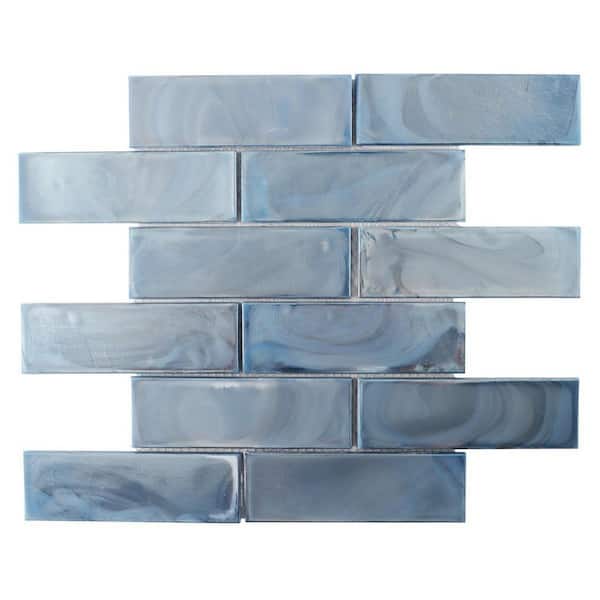 Ivy Hill Tile Glamor Iridescent Sky Blue 4 in. x 0.24 in. Polished ...