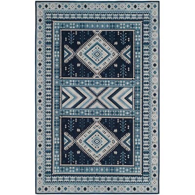 SAFAVIEH Vintage Navy 9 ft. x 12 ft. Border Area Rug VTG122-2330-9 ...