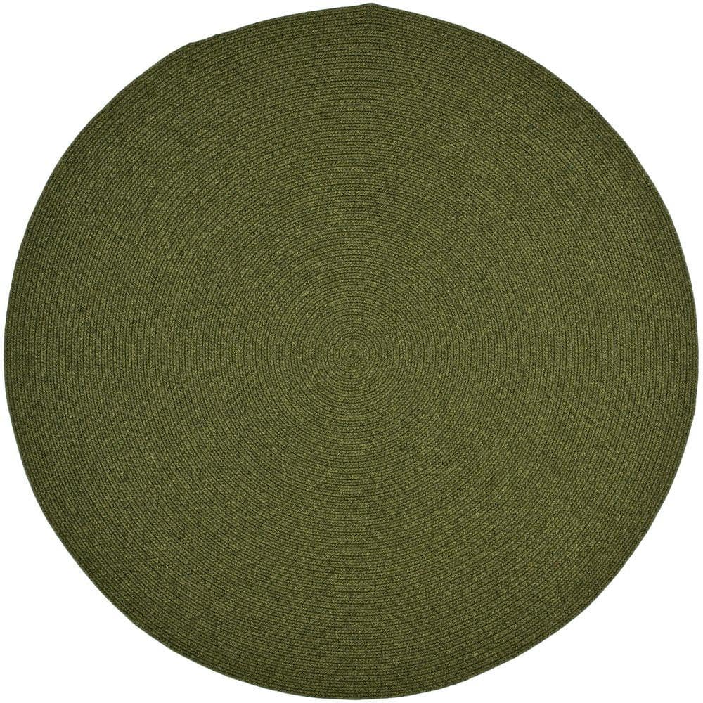 SAFAVIEH Braided Green 6 ft. x 6 ft. Round Gradient Solid Area Rug ...